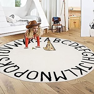 HiiARug ABC Large Area Rug for Nursery Soft Kids Play Mat Round Educational Alphabet Floor Area Rugs Non-Slip for Children Toddlers Nursery Bedroom Living Room