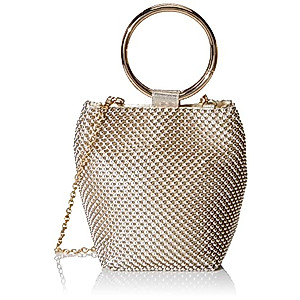 Jessica McClintock womens Jessica Mcclintock Gwen Ball Mesh Ring Wristlet Pouch Clutch Evening Bag, Gold, One Size US
