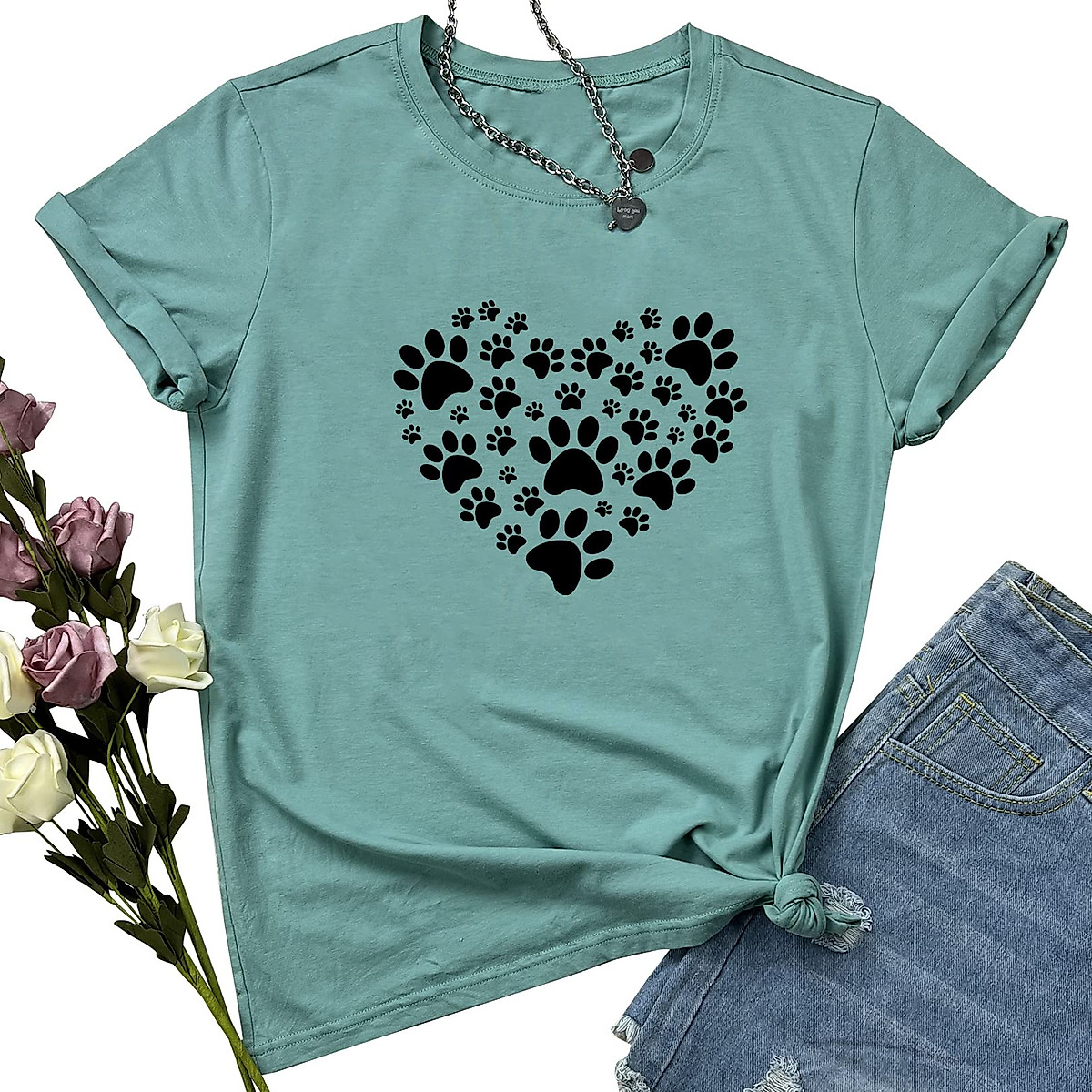 LOOKFACE Women Cute Graphic Shirts Light Green Large