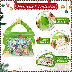 SEPGLITTER Resealable Christmas Gift Bags,24Pcs Special Shaped Christmas Gift Bags with Handles for Christmas Holiday Party Candy Small Gift Wrapping Supplies Decor