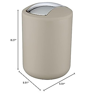 WENKO 21221100 Swing Cover bin Brasil, S, Taupe, 1 Pack, 14 x 14 x 21 cm