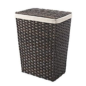 Whitmor Rattique Laundry Hamper with Lid and Removable Liner - Espresso