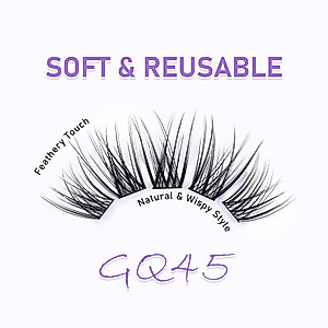 GAQQI Lash Clusters, Individual Lashes C Curl, DIY Lash Extension 10-16mm Mixed Length False Eyelash Clusters 120PCS, Natural & Wispy Lash Wisps (C Curl,10-16mm)