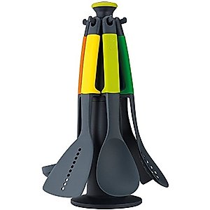 Joseph Joseph Elevate Carousel Nylon Kitchen Utensil Set with Rotating Storage Stand, 6-Piece, Rainbow