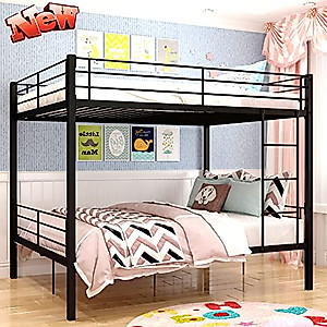 Queen Bunk Beds for Adults, Higher Quality Queen Over Queen Bunk Bed, Heavy Duty Metal Queen Bunk Bed Size for Adults and Kids, Modern Style Bunk Bed Queen Over Queen, Easy Assemble Space Saving