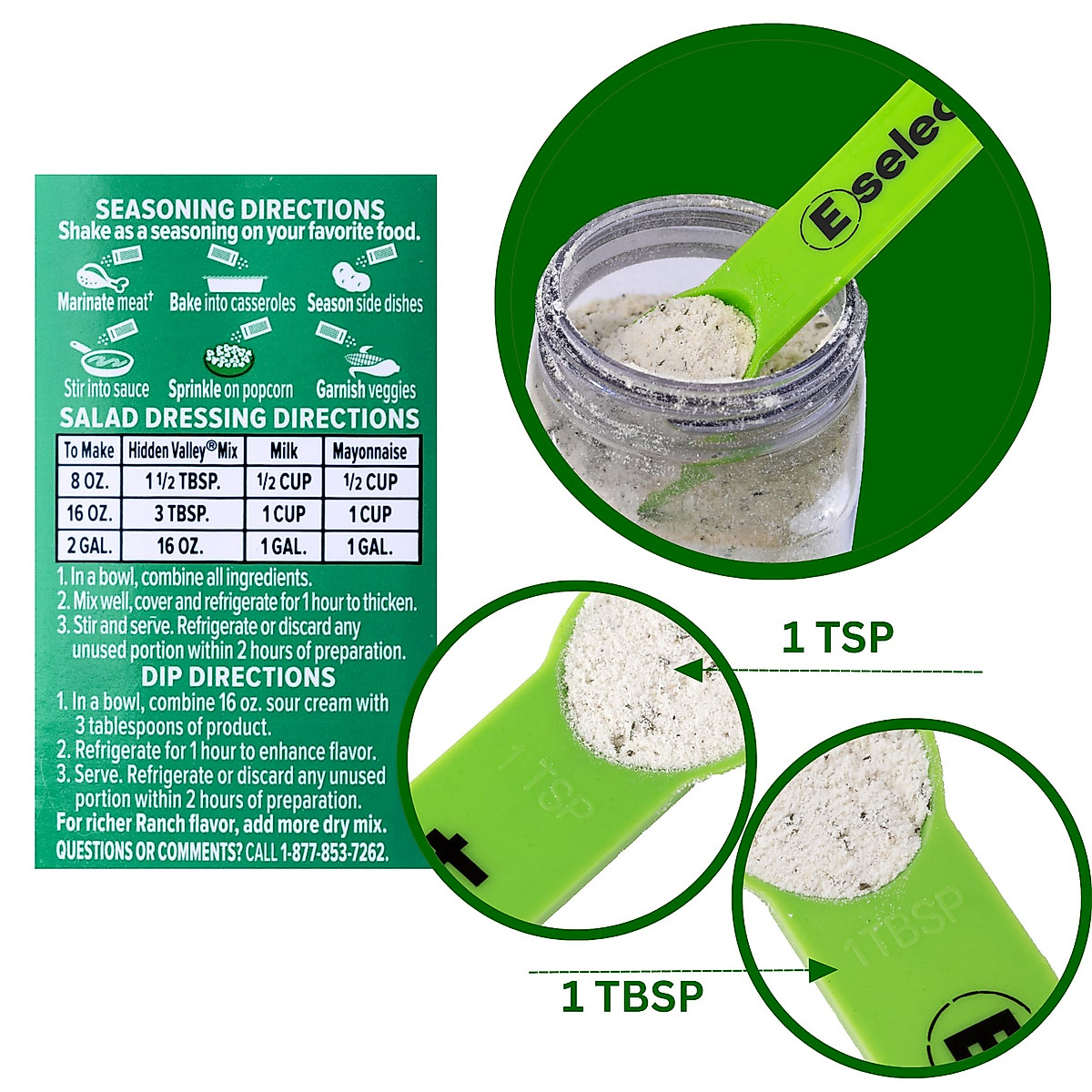 Hidden Valley Ranch Seasoning Mix - Original Ranch Dressing Dry Mix Powder for Salad Dressing and Dips Includes (2) 16oz Containers and (1) Measuring Spoon