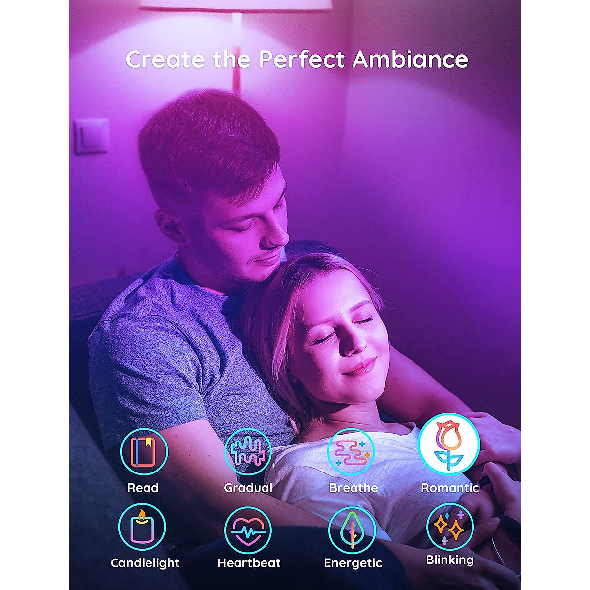 Govee LED Light Bulb Dimmable, Music Sync Color Changing Light Bulbs, A19 7W 60W Equivalent, No Hub Required Multicolor Bluetooth Light Bulbs with App Control for Party Home (Don't Support WiFi/Alexa)