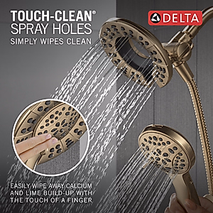 Delta Faucet Albion 14 Series Single-Handle Shower Faucet, Gold Shower Trim Kit with 4-Setting In2ition 2-in-1 Dual Hand Held Shower Head with Hose, Champagne Bronze T142855-CZ-I (Valve Not Included)