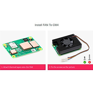 Dedicated All-in-One 3007 Cooling Fan for Raspberry Pi Compute Module 4 (CM4),PWM Speed Adjustable Low Noise More Convenient, with Thermal Tapes