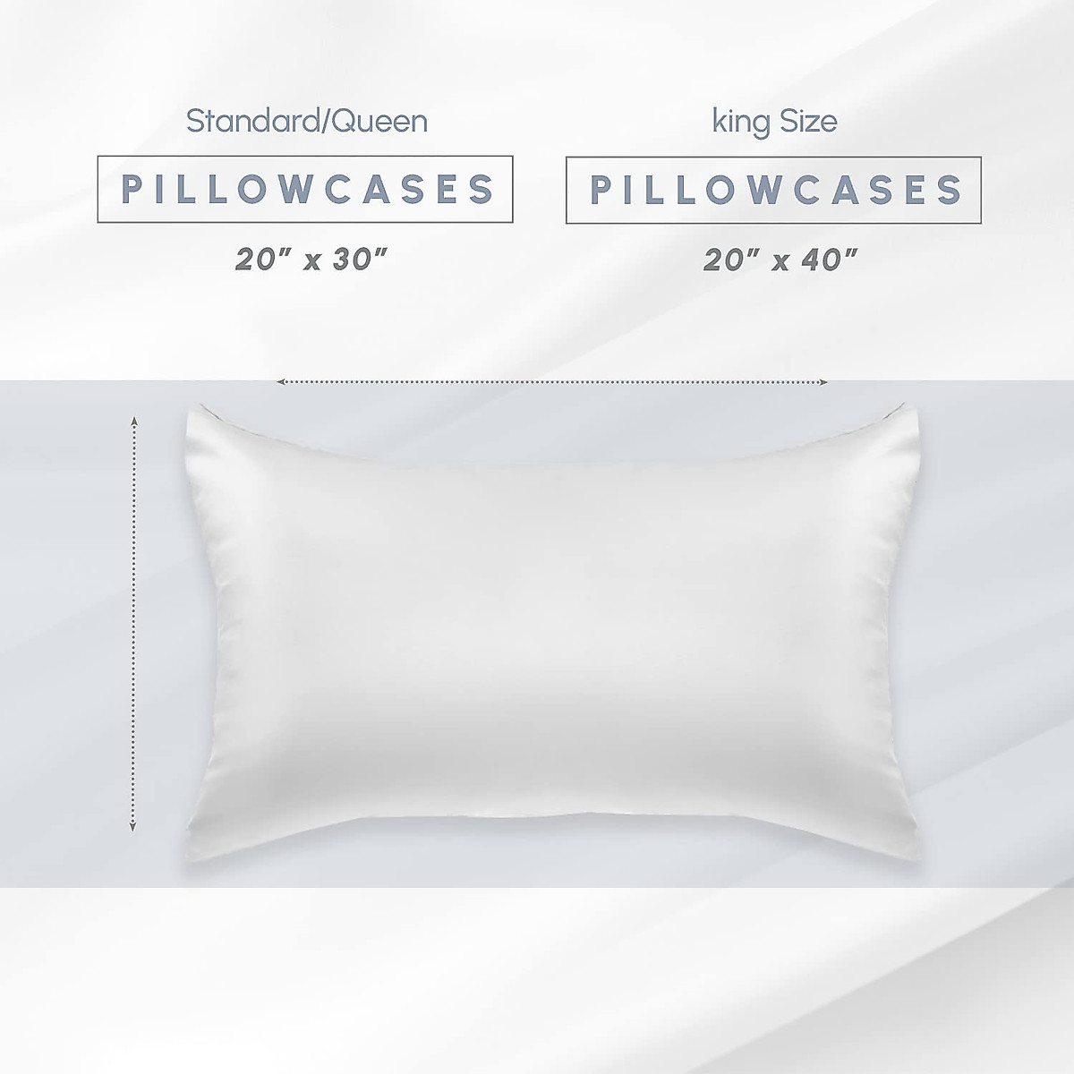 Elegant Comfort 4-Pack King Size Satin Pillowcase Set with Hidden Zipper Closure, White, 20" x 40"