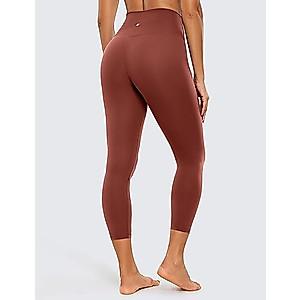 CRZ YOGA Womens Butterluxe Crossover Workout Capri Leggings 23 Inches - High Waist V Cross Crop Gym Yoga Pants Jujube Brown Small
