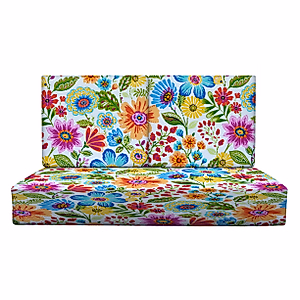 RSH DECOR: Deep Seating Foam Loveseat Cushion Set | 46” x 26” Loveseat | All-Weather Spun Fabric | Outdoor Foam Settee and Back Cushions for Patio Furniture | Gregoire Fresco