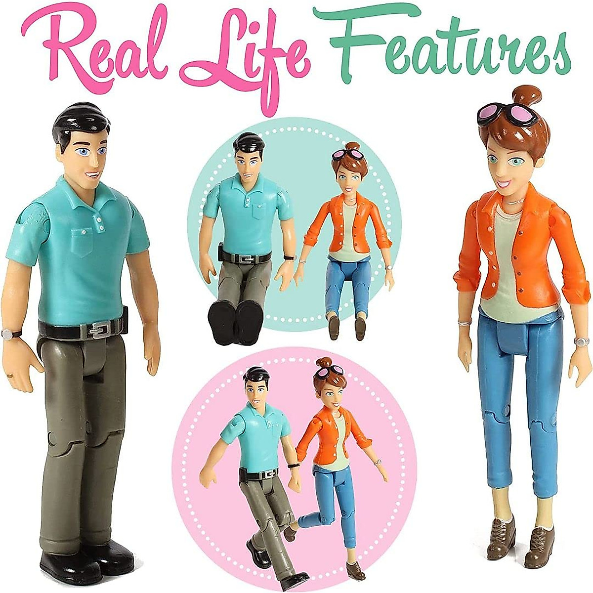 Beverly Hills Doll Collection TM Sweet Li'l Family Dollhouse People Set of 2 Action Figures Set Mom and Dad, Doll House Accessories for Toddlers