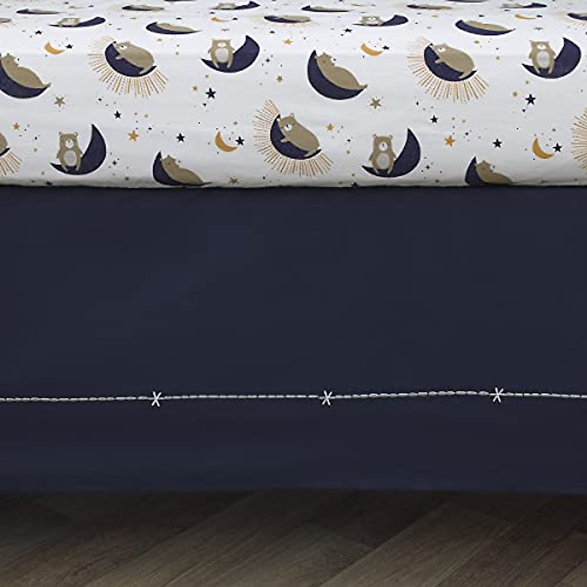 NoJo Goodnight Sleep Tight White & Blue Koala, Sloth, Bear, Star, & Moon 4Piece Nursery Crib Bedding Set, Navy, Light Blue, Grey, White