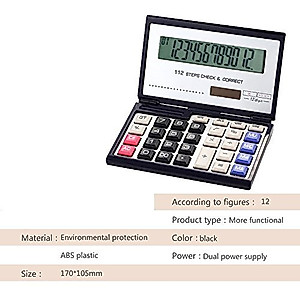Folding Calculator with 12-Digits Large Display,Solar and AAA Battery Dual Power Business/Office/Student/