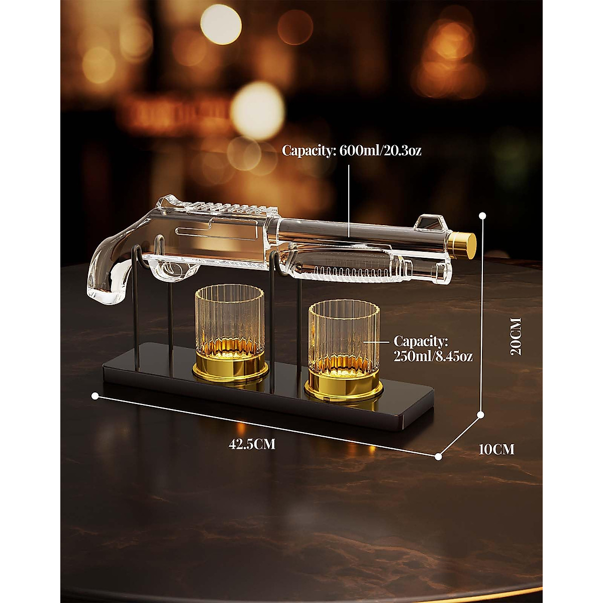 Whiskey Decanter Sets for Men, 20.3 Oz Decanter Set with 2 Glasses, Gifts for Men, Him, Dad, Brother, Birthday Gift Ideas from Daughter Son, Cool Liquor Dispenser for Home Bar
