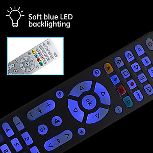 GE Backlit Buttons Universal Remote Control, Samsung TV Remote Control Replacement, Samsung Remote Control for Smart TV, Roku Remote Replacement, Vizio, LG TV, Sony, Apple TV, 4-Device, Silver, 48844