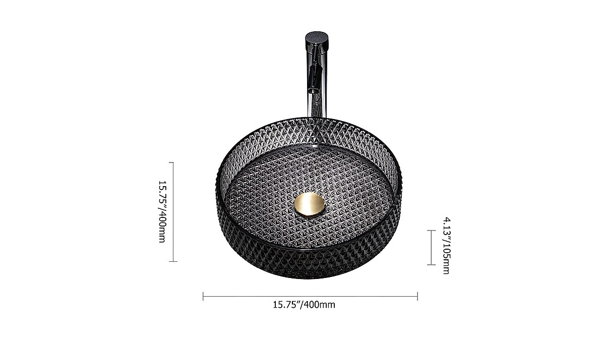 Elegant Lovedima Black Glass Vessel Sink for Bathrooms