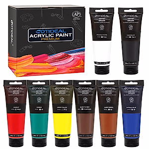 GOTIDEAL Acrylic Paint Titanium White Tubes(120ml, 4.1 oz) Non Toxic Non Fading,Rich Pigments for Painters, Adults & Kids, Ideal for Canvas Wood Clay Fabric Ceramic Craft Supplies (Titanium White)