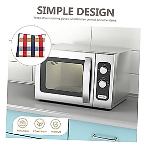 Housoutil Microwave Oven Dust Cover Bread Toaster Airfryer Oven House Appliances Oven Cover Microwave Oven Cloth Cover Microwave Oven Cover Oven Tops Cover Decorative Oven Cover Cotton Grid
