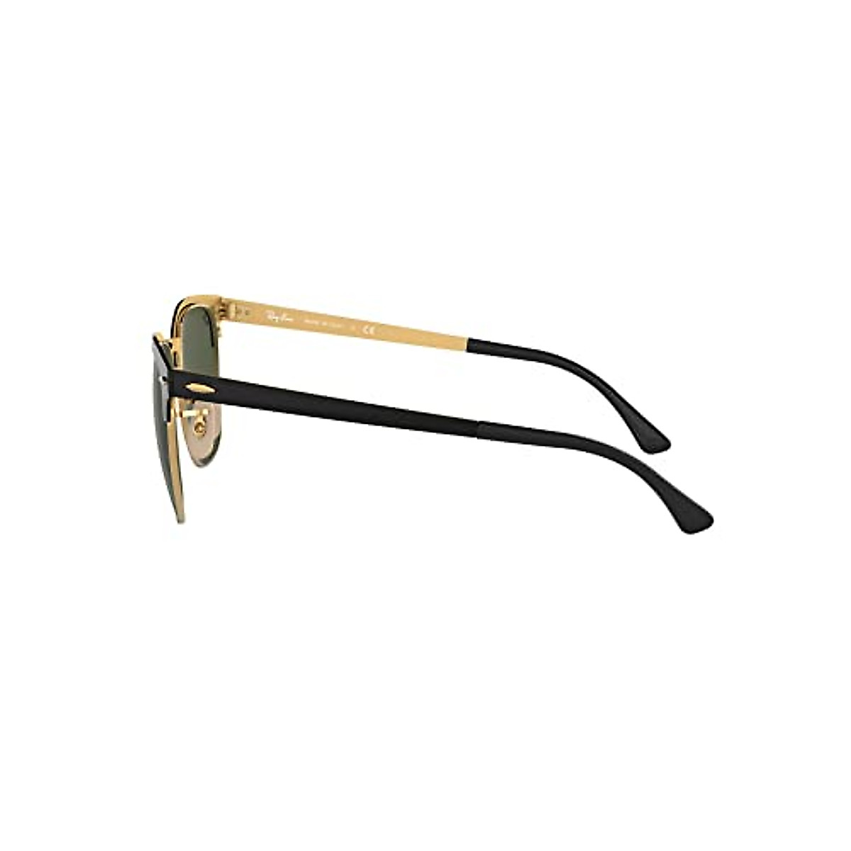 Ray-Ban RB3716 Clubmaster Metal Square Sunglasses, Black On Gold/G-15 Green, 51 mm