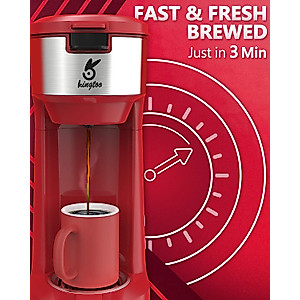KINGTOO Single Serve Coffee Maker, Single Serve K Cup Coffee Maker for K-Cup Pod & Ground Coffee, Thermal Drip Instant Mini Coffee Machine with Self Cleaning Function, Brew Strength Control