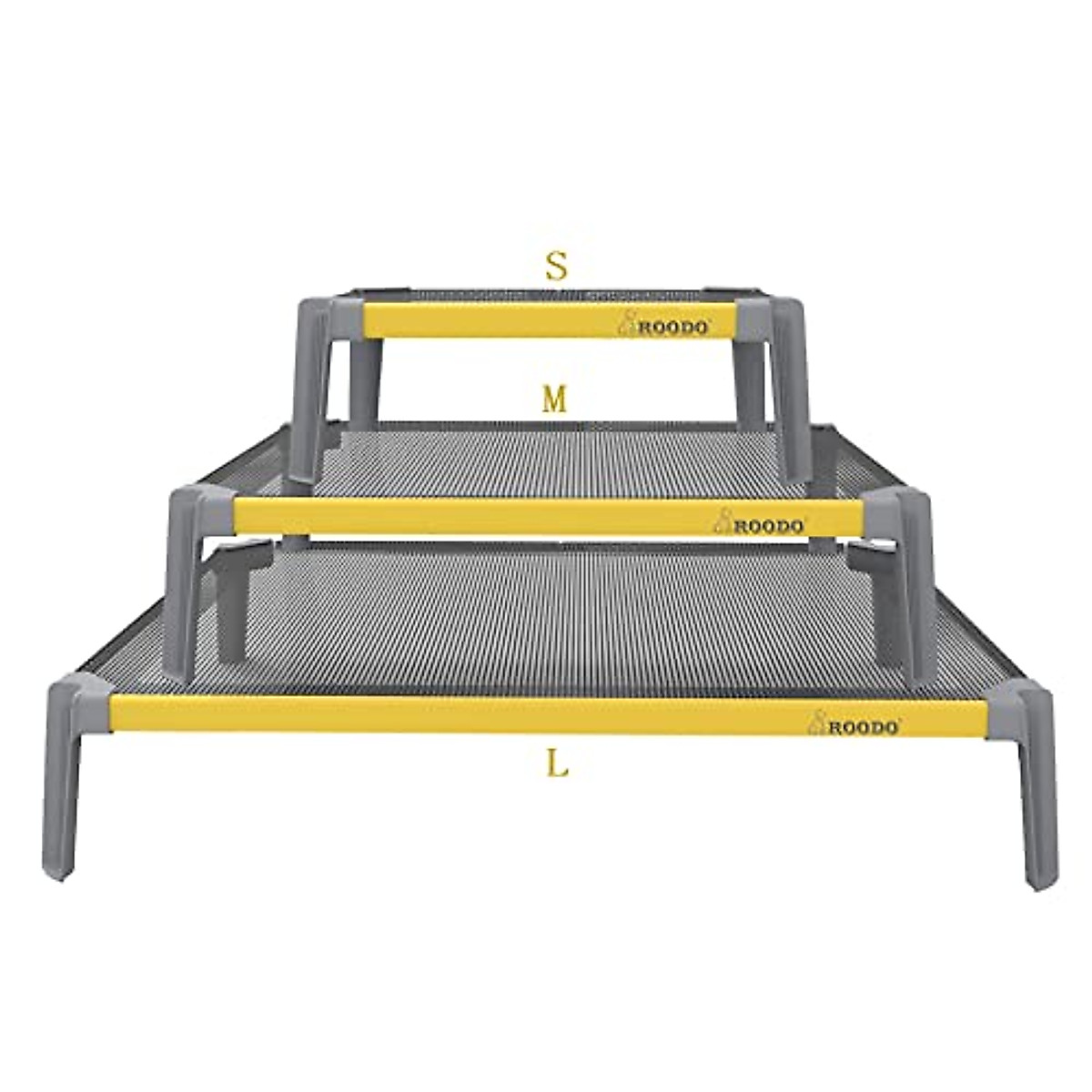 ROODO Elevated Dog Bed Cooling Raised Dog Bed Aluminum Frame and Durable Teslin Mesh Fabric Pet Cot Easy Installation Without ToolsUnique Design of Non-Slip Feet Pet Bed Indoor or Outdoor Used Medium