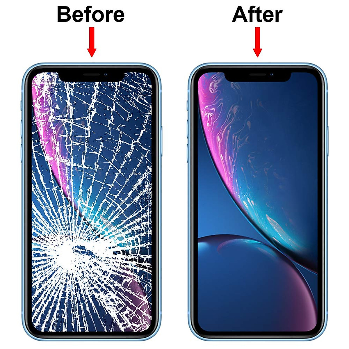 MMOBIEL Front Glass Repair Kit Compatible with iPhone XR - 6.1 inch - 2018 - Lens Screen Replacement Repair Kit - Incl. Toolkit - Gray