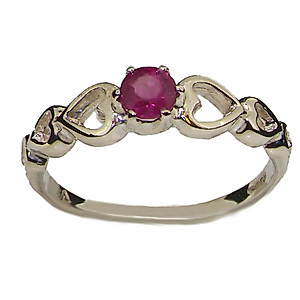 LetsBuyGold 925 Sterling Silver Real Genuine Ruby Womens Band Ring - Size 4