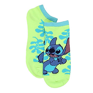 Disney Lilo & Stitch Womens 6 pack Socks (Large (9-11), Stitch Blue)