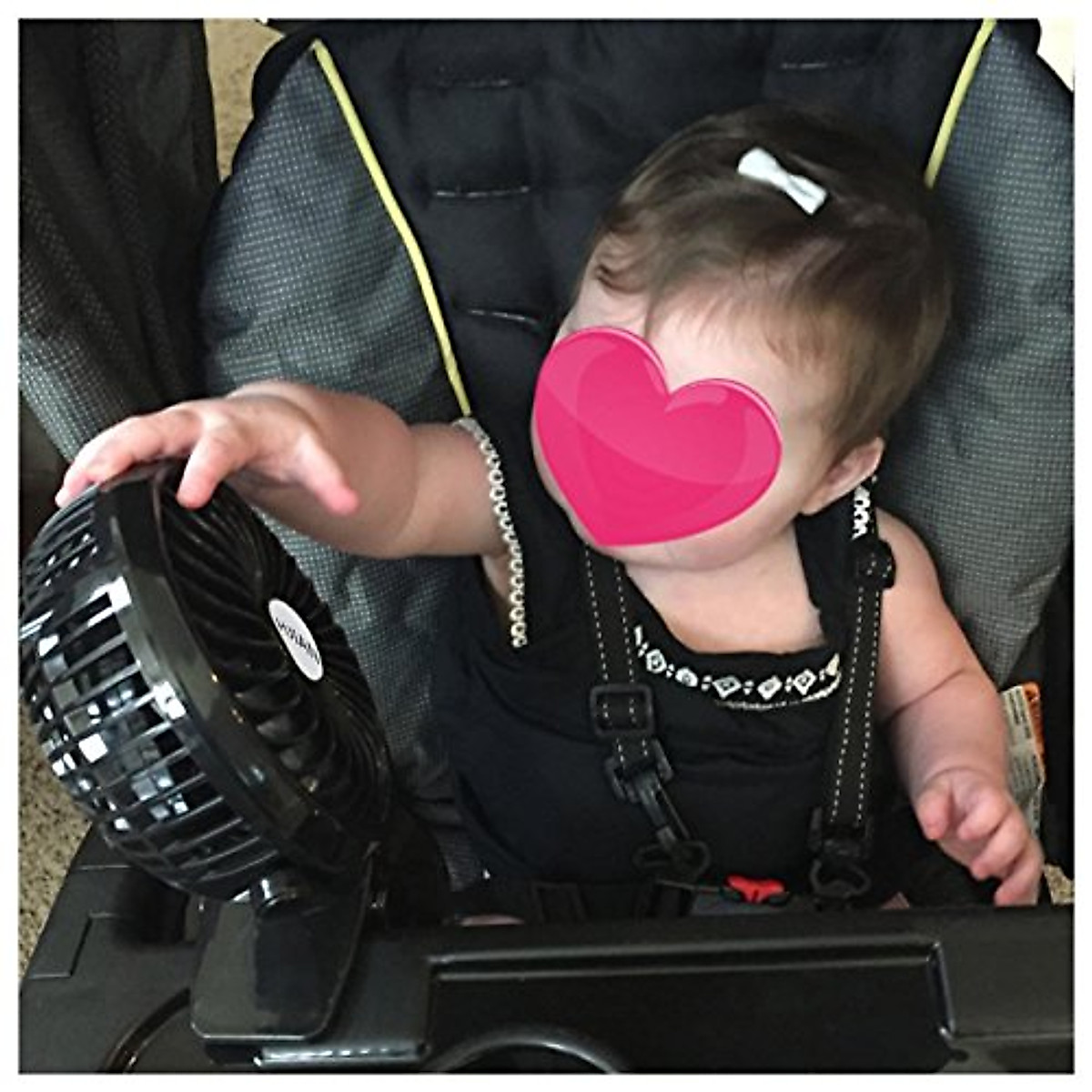 HJIAN 5-inch Clip Fan Portable Stroller Fan Battery Fan Clip on Fans Personal Cooling Fan Tables Fan Desktop Fans Clamp Fans Baby Stroller Clip Fan (Black)