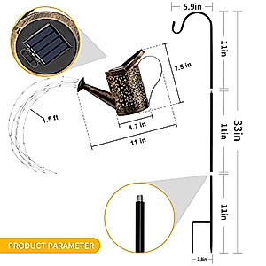 Dynaming 2 Pack Art Light LED Solar Waterfall Watering Can, Outdoor Decorative Garden Light, Retro Waterproof Copper Yard Party Decoration Stake Light for Pathway Lawn Patio Deck Walkway Courtyard