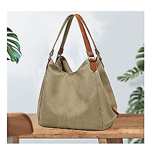 Shaelyka Women's Multi-pocket Shoulder Bag, Fashion Large Canvas Hobo Bag, Brown