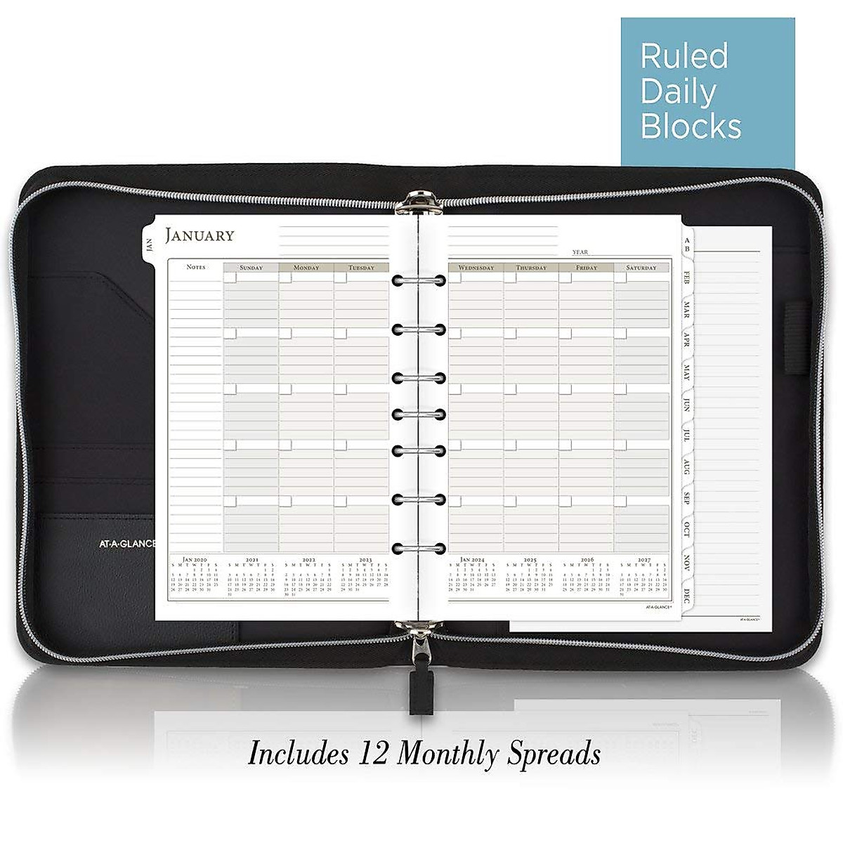 AT-A-GLANCE Textured Faux Leather Undated Starter Set, Desk Size, Black (031-0340-05)