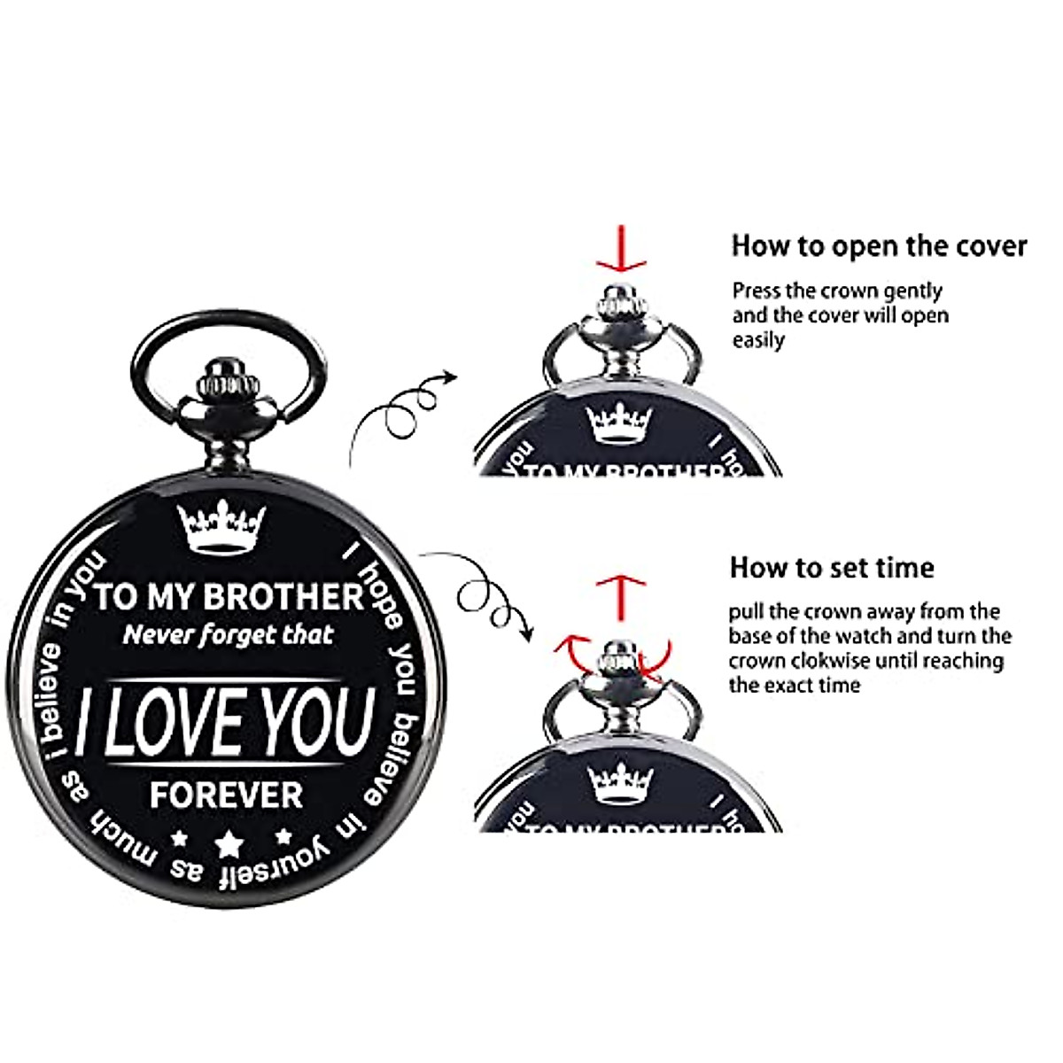 Brother Gifts, Brother Gifts from Sister, Christmas Gifts, Best Brother Gifts, Birthday Gifts for Brother, Brother Birthday Gift Ideas, Brother Necklace, Brother Bracelet, Brother Pocket Watch