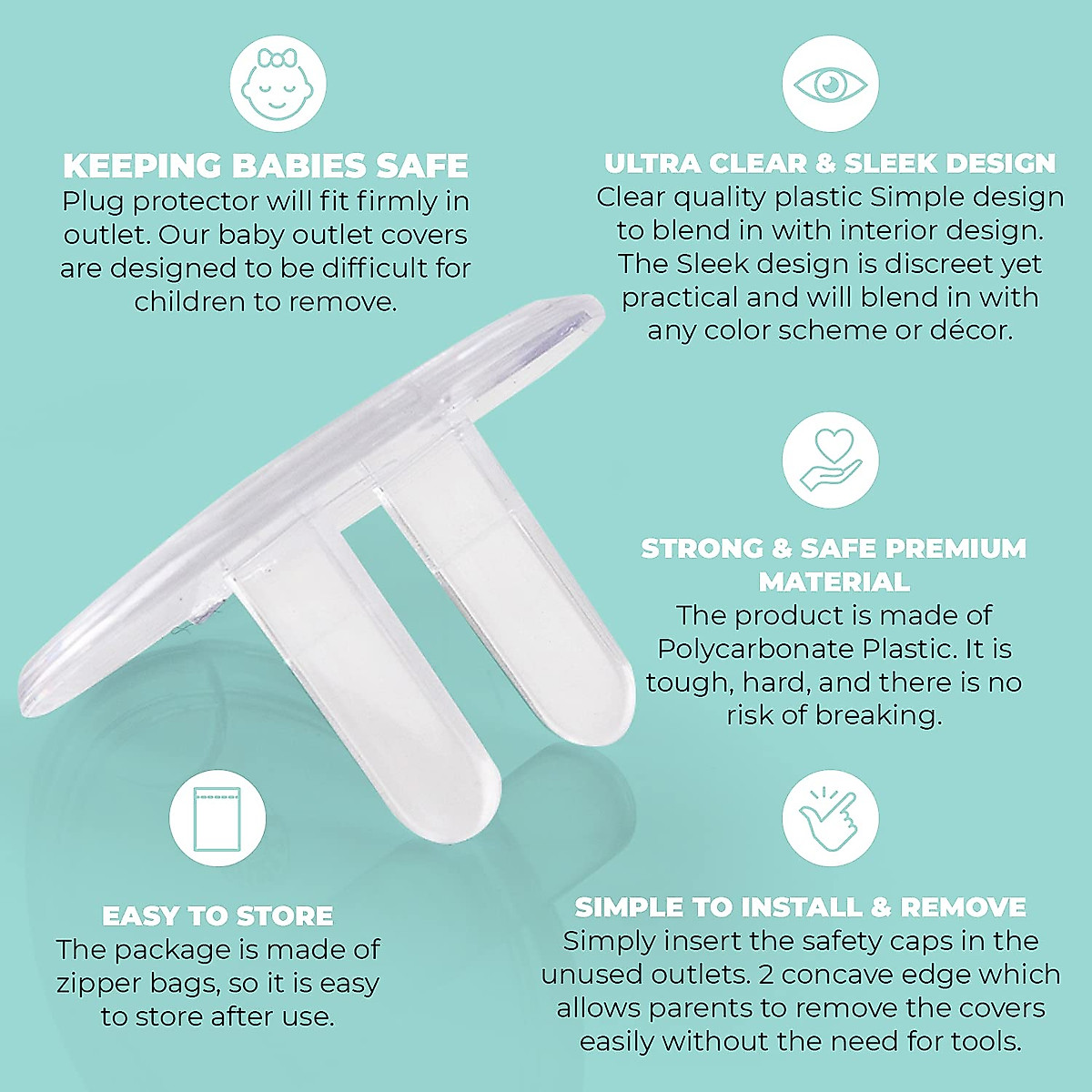 SUNGTEAK Premium Outlet Plugs Covers Childproof-Baby Safety Clear Products-Electrical Protector Caps-Child Proofing Plug Covers for Electrical Outlets (25 Pack)