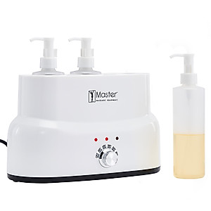 Master Massage Three Bottles Massage Oil, Lotion, Cream Warmer Heater with Empty Bottles- Massage Cream Heating Device- Salon Spa Body Therapy, White