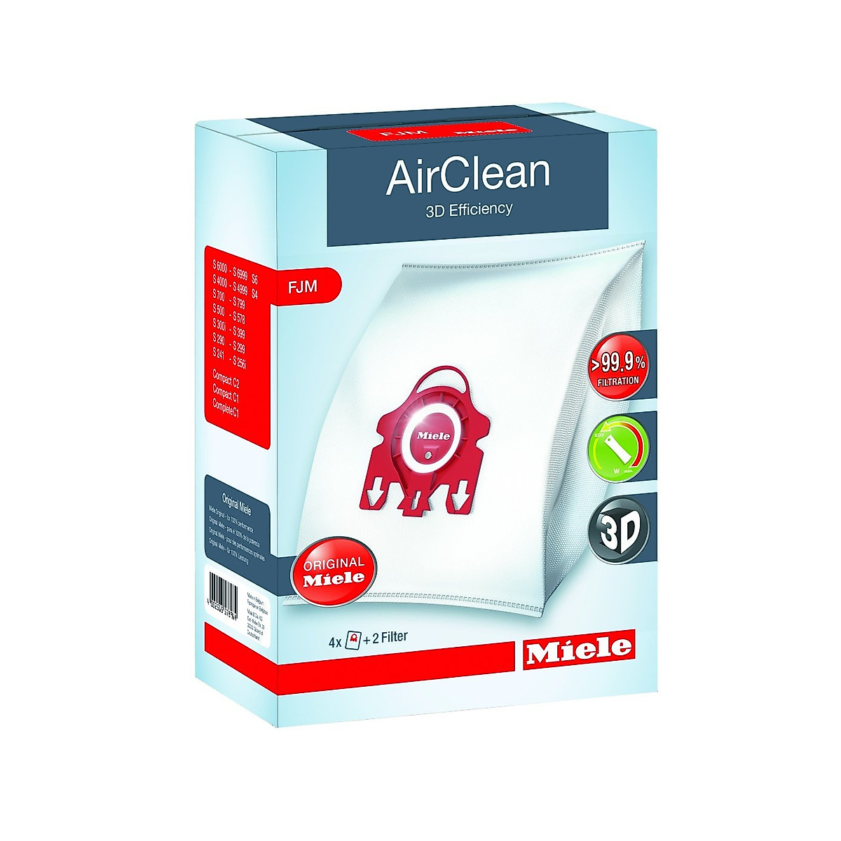 Miele HEPA AirClean Filter with TimeStrip + Miele AirClean 3D FJM Vacuum Cleaner Bags