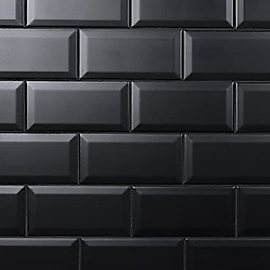 Merola Tile Crown Heights Beveled Matte Black 3" x 6" Ceramic Wall Tile