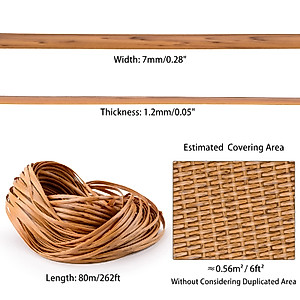 Feyart 7mm 80m Light Wood Grain PE Rattan Strip for Outdoor Rattan Furniture Repair, Plastic Wicker for Patio Furniture Restore