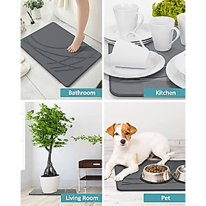 Stone Bath Mat , Diatomaceous Earth Shower Mat Nonslip Super Absorbent Quick Drying Bathroom Floor Mat for Kitchen Counter , Natural Bathroom Mat Stone Easy to Clean (23.7 x 15 .5inch)