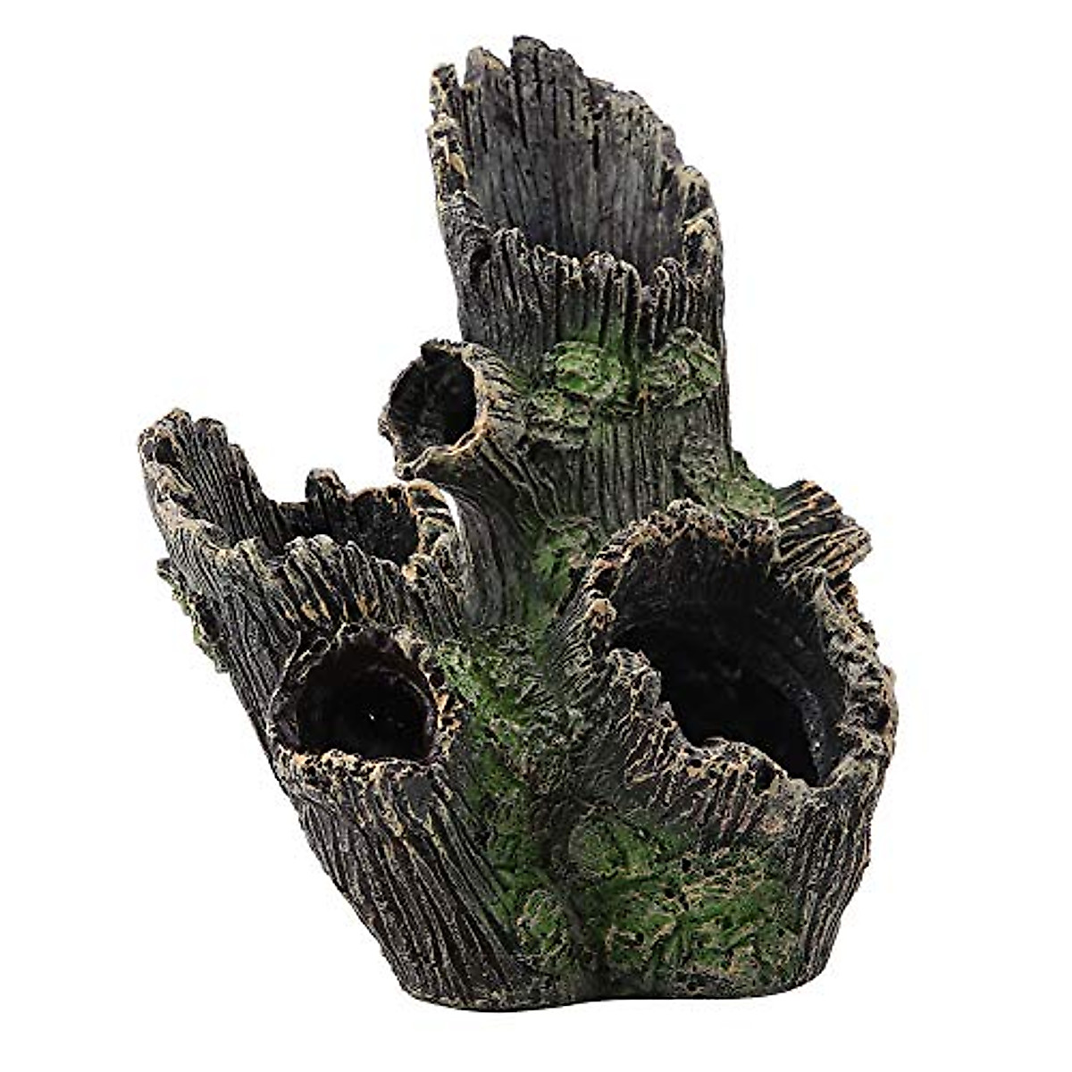 Aquarium Tree Trunk, Hollow Landscape Stump Wood House Resin Ornament Hideout Caves Rocks Decor Fish Tank Hole Stone Decoration Accessories Betta Cichlid Turtles Small Lizards Reptiles Amphibians