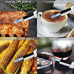 Hotdevil Butane Torch 9g Refillable Tank Kitchen Blow Torch Lighter/w Safety Lock Adjustable Flame Fit All Butane Cartridge Cooking Torch for BBQ Creme Brulee Dessert Baking (Butane Gas Not Include)