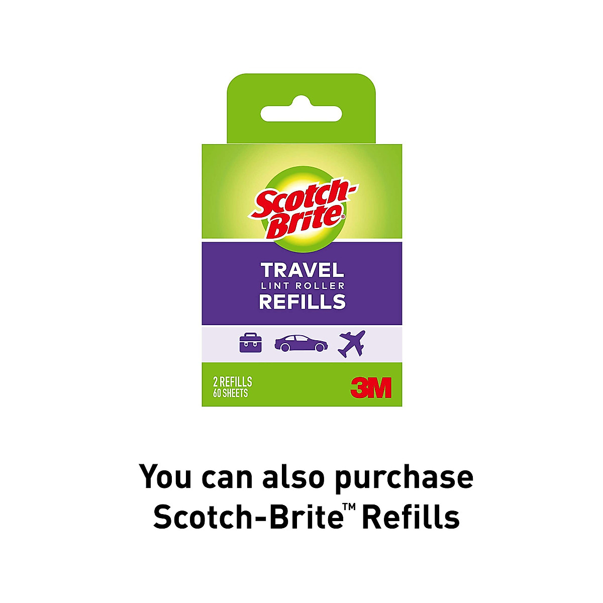 Scotch-Brite Mini Travel Lint Roller, Works Great On Pet Hair, 30 Sheets