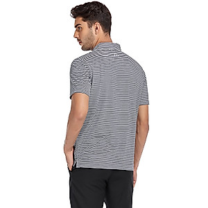 DEOLAX Mens Polo Shirts Classic Striped Golf Polo Shirts Short Sleeve Dry Fit Performance Wicking Moisture Polo Shirt for Men