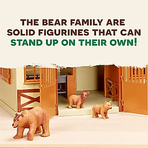 Terra by Battat – 4 Pcs Brown Bear Family Set – Realistic Plastic Animal Figurines – Zoo Animal Toys for Kids and Toddlers 3+