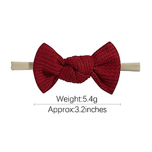 jollybows 20PCS 3.2" Baby Girls Waffle Headbands Hair Bows Stretchy Nylon Hairbands for Newborn Infant Toddler Hair Accessories