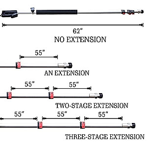 Xiny Tool 19 FT Pressure Washer Telescoping Extension Wand 4000 PSI, Maximum Telescoping Length of 19 Ft including 2 x 1/4 inch Wands, 2 Adapters, 5 Nozzle Tips and Belt for Pressure Washers