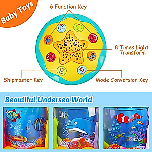 Baby Toys 6 to 12 Months 4 in 1 Musical Projector Rotating Tummy Time Learning Light Up Infant Baby Toys 0-3 3-6 9 12-18 Month Babies Toddlers 1 2 3 Year Old Boy Girl Kid Easter Gifts for Baby