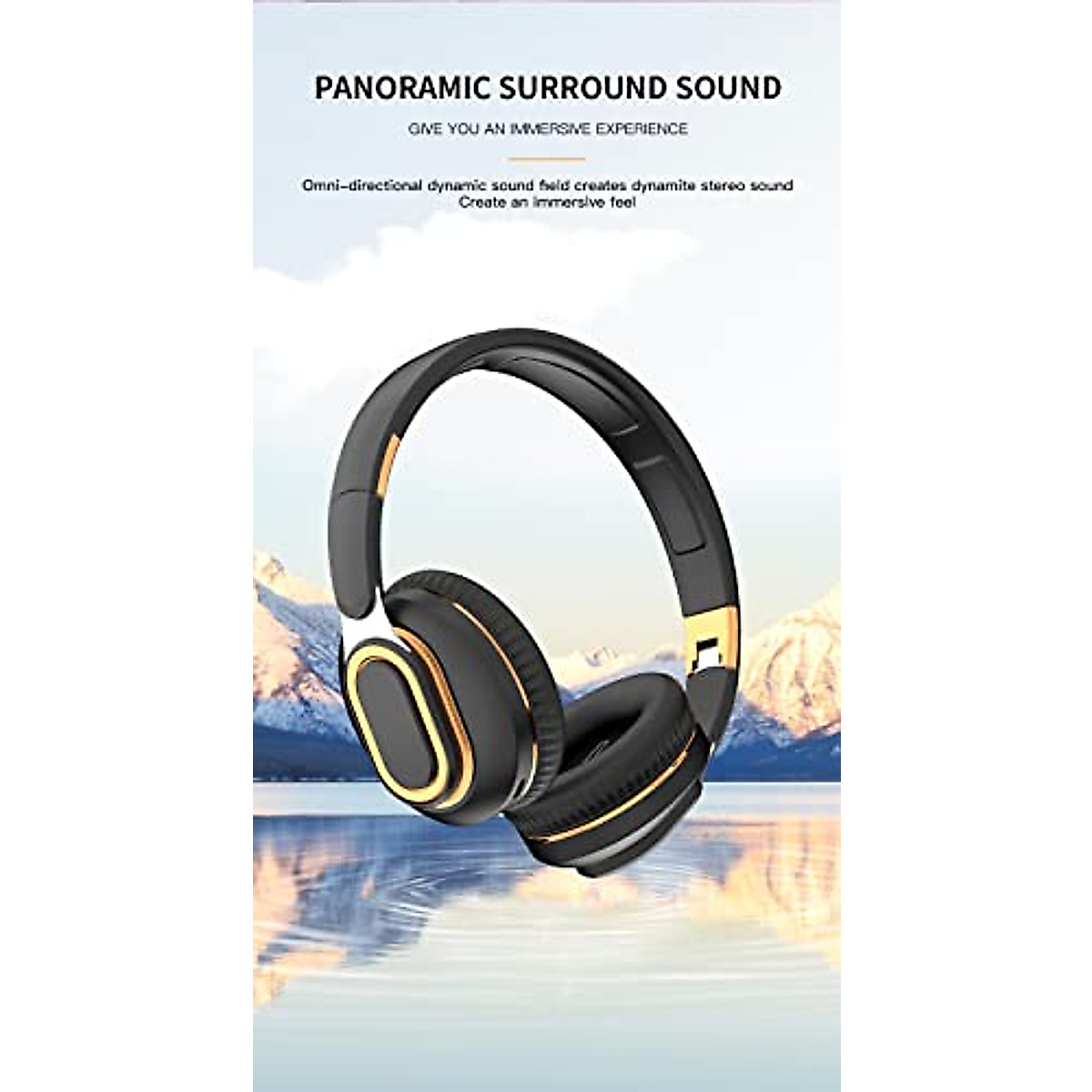 Portable Wireless Headphones - Foldable Lightweight Over-Ear Headphones, Ergonomically Designed Bluetooth Headphones, Soft and Comfortable for Office, School, Travel, Sports